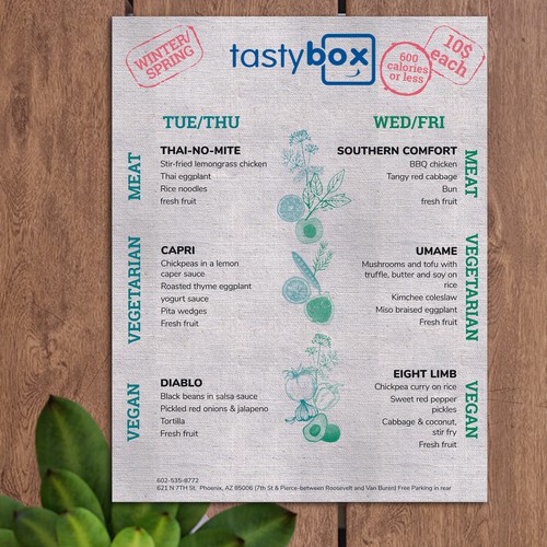Tastybox-healthy fast food menu | Menu contest