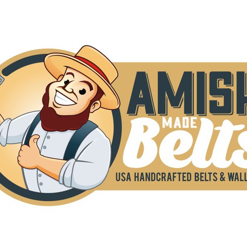 Create a modern and creative logo for AmishMadeBelts.com - Amish Mascot ...