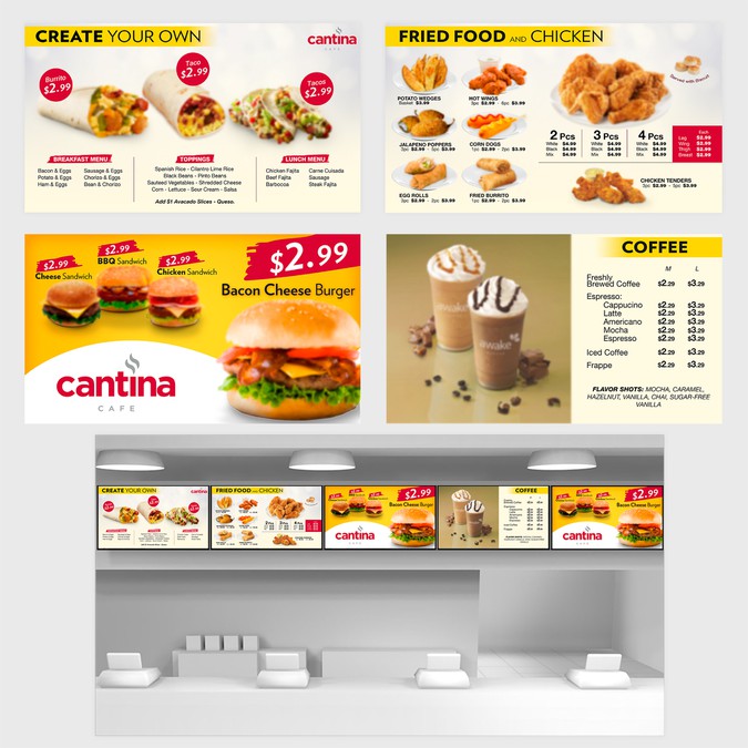 Create Digital Restaurant Menu Board Design | Signage contest