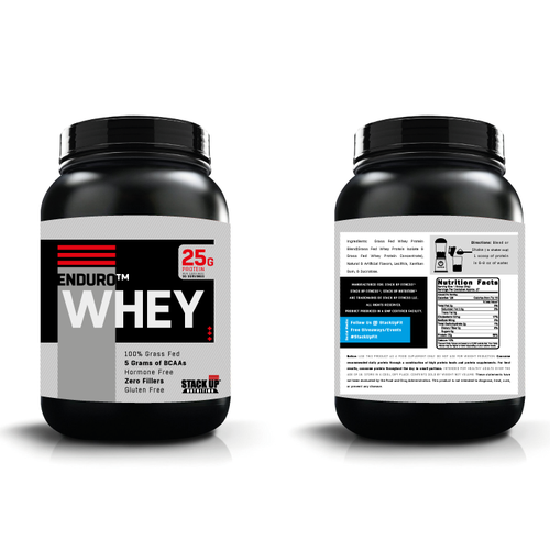 Create an exciting award winning fitness supplement Label for whey ...