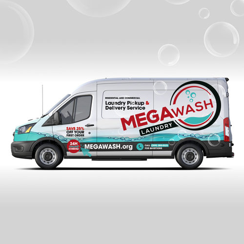 Designs | Design a simple yet eye catching van wrap for a Laundry ...