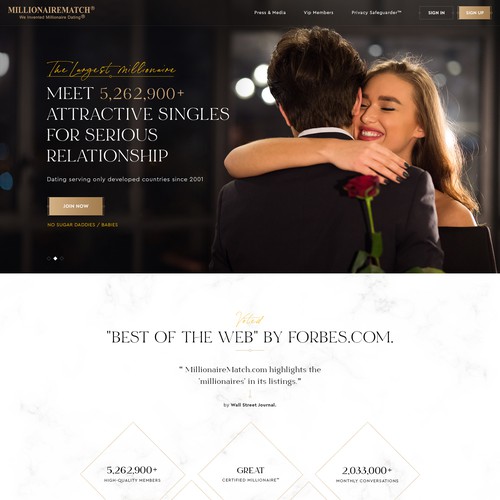 Designs | We need a luxury new web design for Millionaire dating site ...