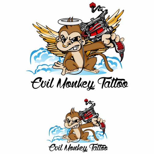 Evil Monkey Tattoo Logo and Artwork | Logo design contest