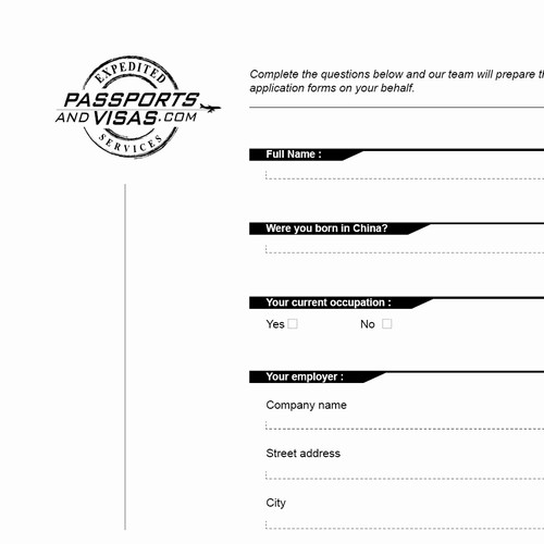Fillable PDF Single Page Form Design | concurso Outros designs