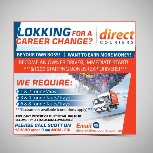 Driver wanted advertisement | Postcard, flyer or print contest