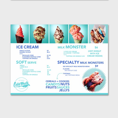 Designs | ColdMilk and Treats Menu Redesign and Branding | Menu contest