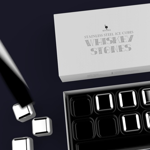 Whiskey Stone Ice Cube Package Design - Wants a modern and cool design ...