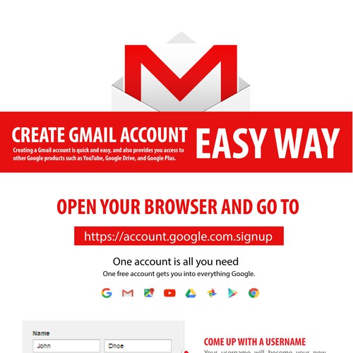 Gmail Account Creation Flowchart | Infographic contest