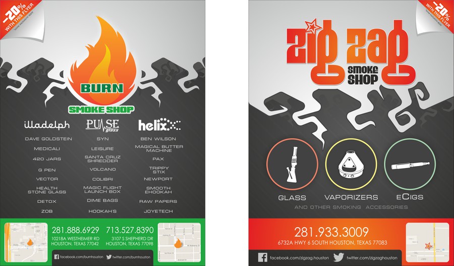 Enter to win flyer design for Zig Zag and Burn Smoke Shop | Postcard ...