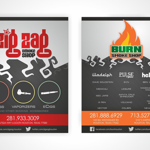 Enter to win flyer design for Zig Zag and Burn Smoke Shop | Postcard ...