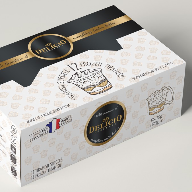 Créer un packaging de la marque de dessert tiramisu DELICIO / Create a ...