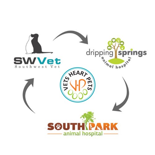 Simple, clean parent logo design for family of veterinary hospitals ...