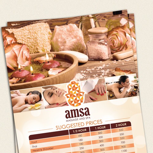 Create a menu page for a nice massage and spa in Bangkok | Brochure contest