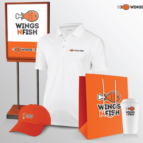 Wings N Fish restaurant logo design | Logo design contest
