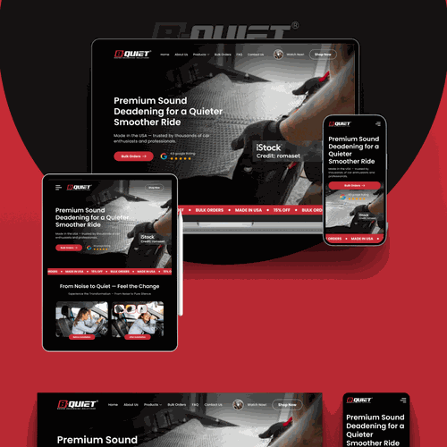 Designs | B-Quiet.com - Shopify Ecomm Store | Web page design contest