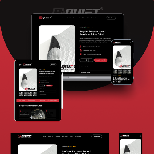 Designs | B-Quiet.com - Shopify Ecomm Store | Web page design contest