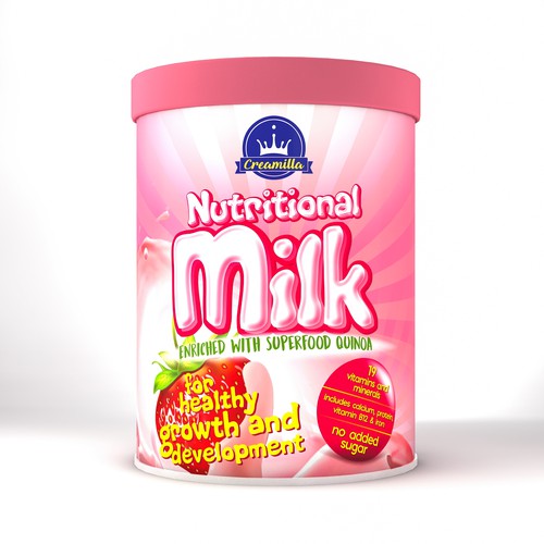 Strawberry milk powder packaging design | Product packaging contest