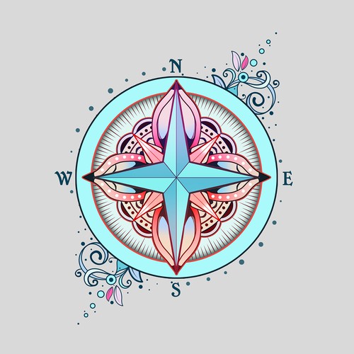 Create a pretty colorful compass tattoo | Tattoo contest