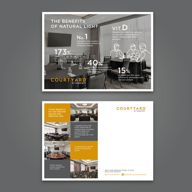 Design a fun postcard for a Marriott hotel about the benefits of ...