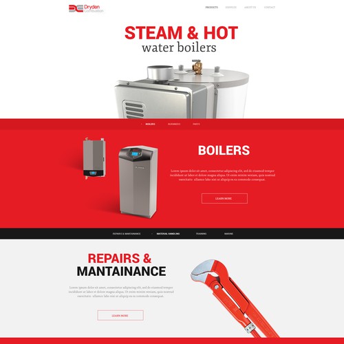 Designs | Website revamp for hot water boilers company | Web page ...