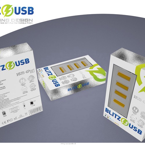 Create a striking, high quality outer package design for Blitz USB hub ...