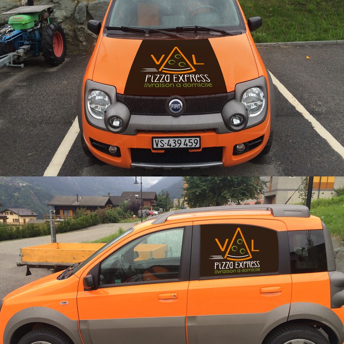 logo marrant dynamique pour de la livraison de pizzas en villages de ...