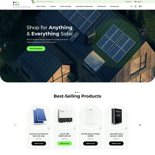 Designs | Solar-Wholesale Shopify Store Design | Web page design contest