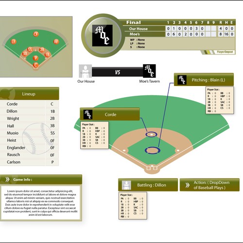 Baseball Scorecard Design - WIDGET ONLY | Web page design contest