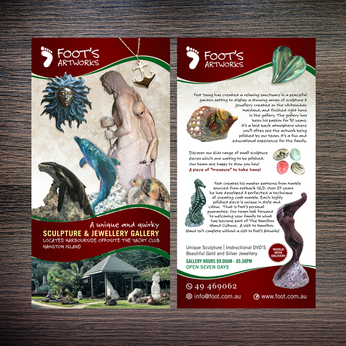 Create a DL flyer for Award winning Sculpture Gallery Hamilton Island ...