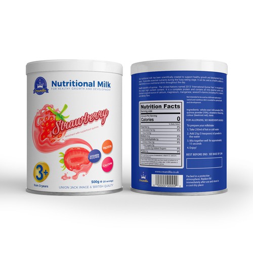 Strawberry milk powder packaging design | Product packaging contest