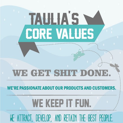 Create a poster to showcase our quirky corporate culture & core values ...