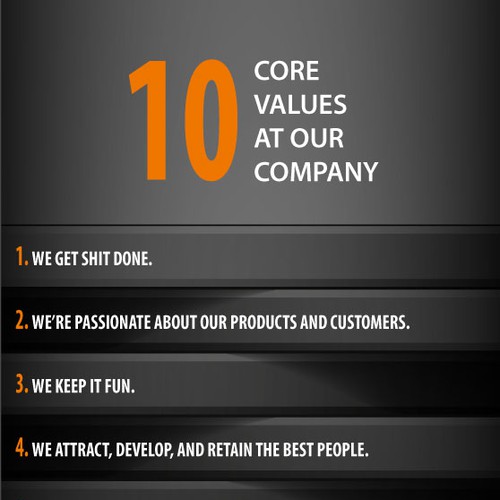 Create a poster to showcase our quirky corporate culture & core values ...