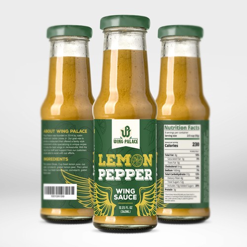 Design eye catching Lemon Pepper Sauce bottle Label | Product label contest