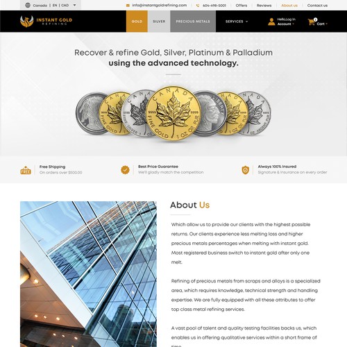 Design a Gold and Silver Bullion Ecommerce Website | Web page design ...
