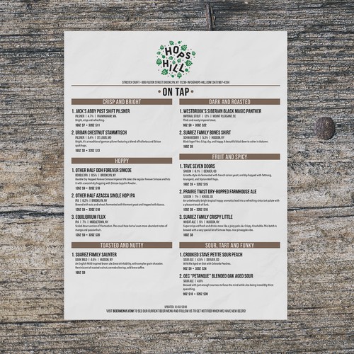 Design a beer menu template for craft beer retailers | Menu contest