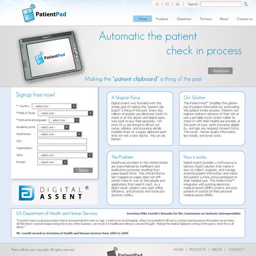 WEBSITE for new ELECTRONIC MEDICAL RECORDS (EMR) solution | Web page ...