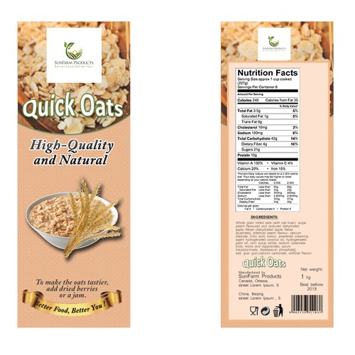 Create a package for our new product-quick oats | Product packaging contest