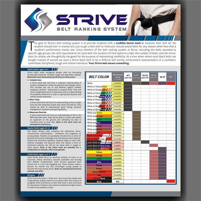 Design a Belt Rank Poster for Strive Martial Arts | Poster contest