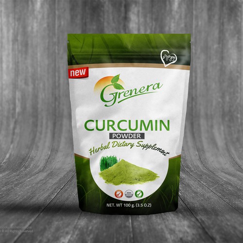 Package Design for Spirulina Powder, Wheatgrass Powder & Curcumin ...