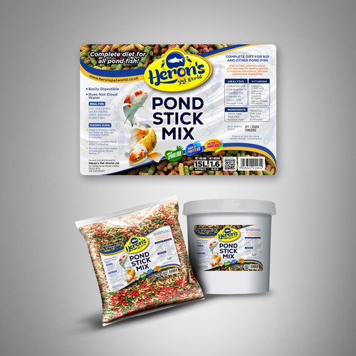 Designs | Design a product label for premium pond stick mix, fish food ...
