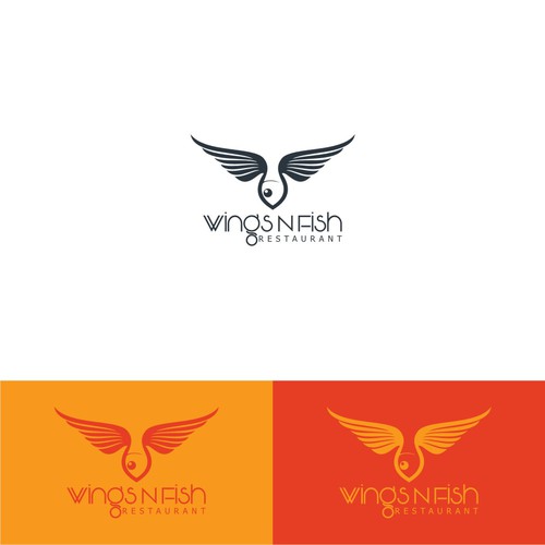 Wings N Fish restaurant logo design | Logo design contest