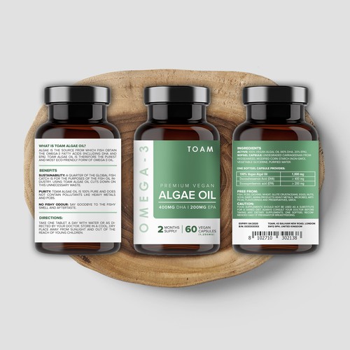 Algae Oil Food Label | Product label contest