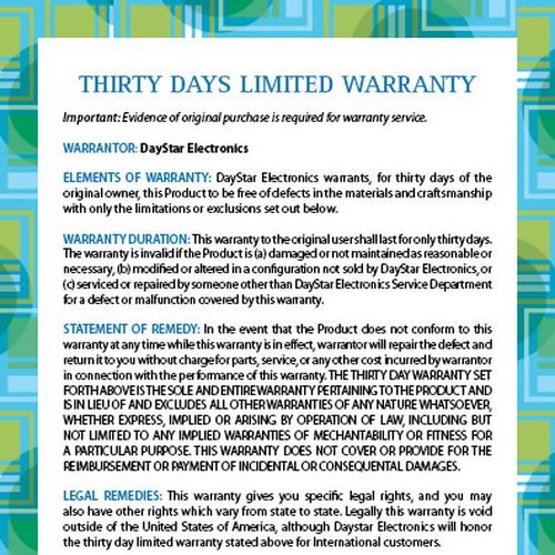 Warranty Card Design for Electronics Business | Print or packaging ...