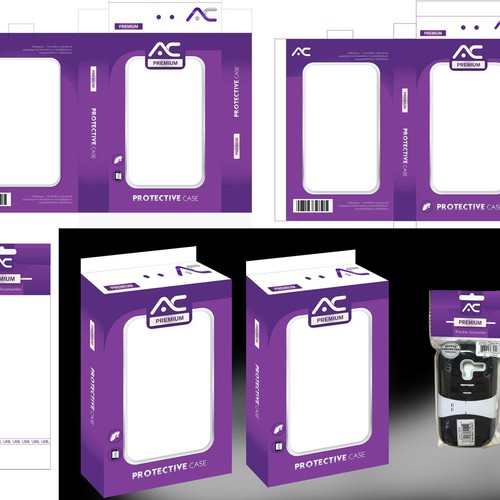 Create a Modern packaging design for a high tech cell phone accessory ...