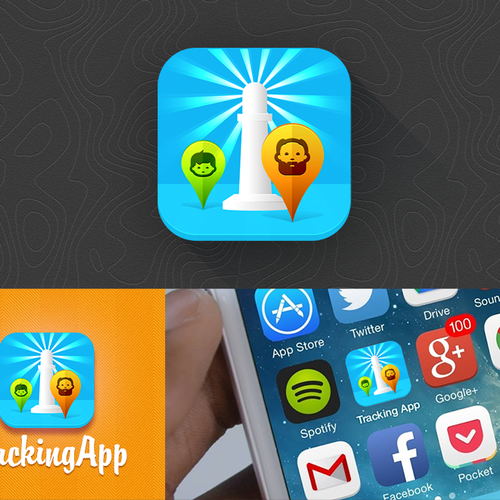 Create a logo / app icon for a GPS tracking app to keep children and ...