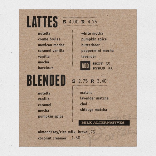 Design a modern drink menu for hipster coffee shop | Illustration or ...