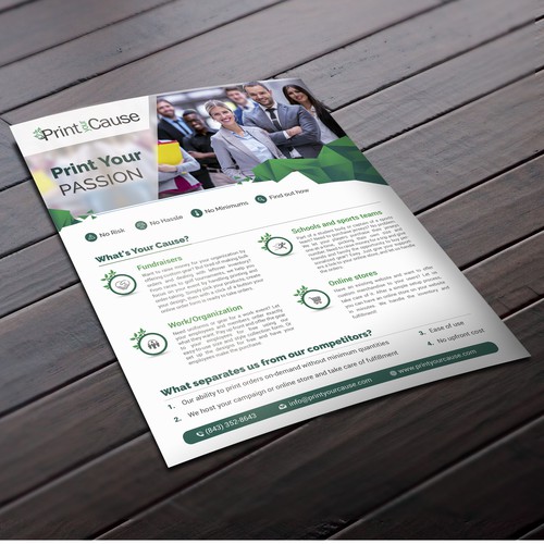 Design a one-page sales sheet for an exciting custom printing startup ...