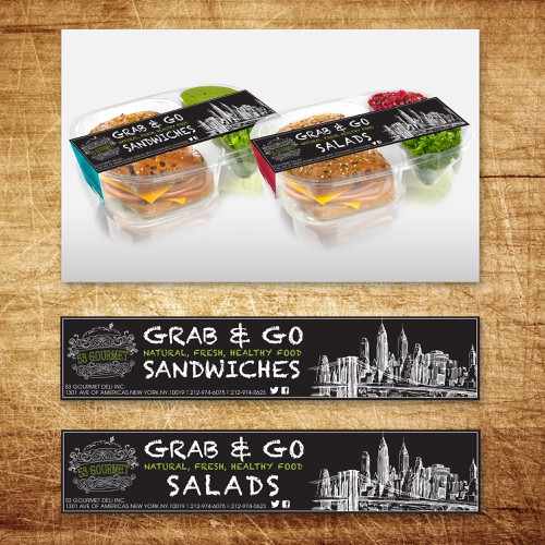 Premade grab & go Sandwich labels and Salad labels. | Product label contest